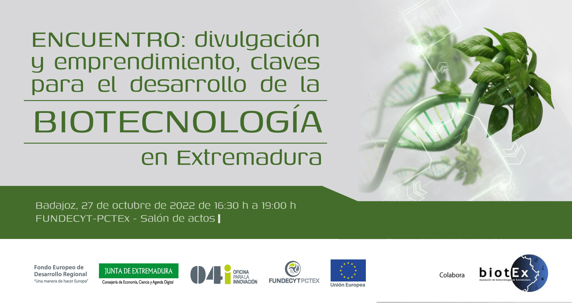 20221002 Un encuentro en FUNDECYT-PCTEx abordará el desarrollo de la biotecnología en ...